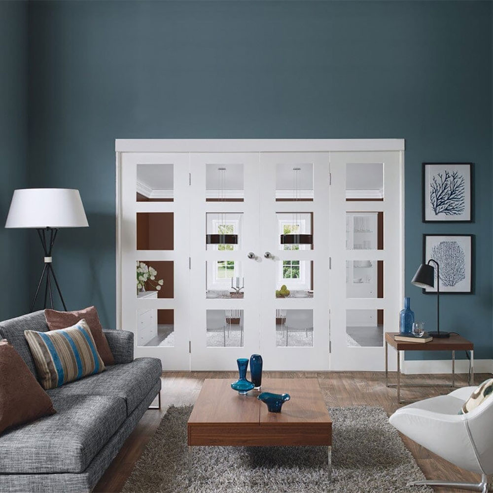 XL Joinery Shaker White Primed 4 Light Clear Glass Internal Door Door Superstore