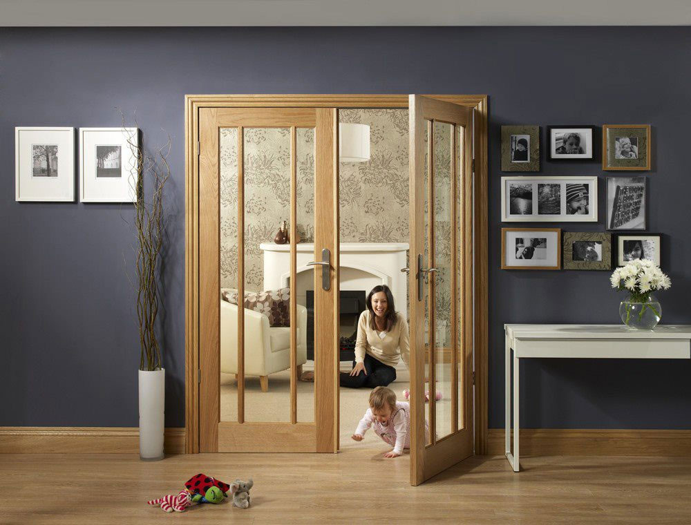 XL Joinery Worcester Unfinished Oak Glazed Internal Door Pair | Door ...