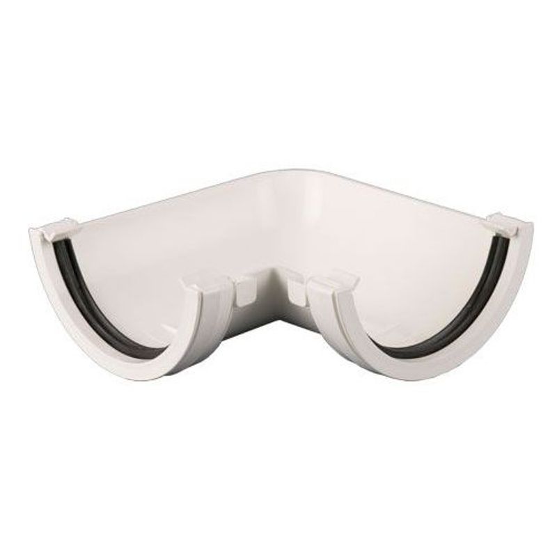 Plastic Guttering Half Round Style 90 Degree Angle 112mm - White ...