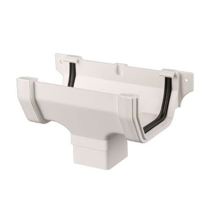 Plastic Guttering Square Style Running Outlet 114mm - White | Roofing ...