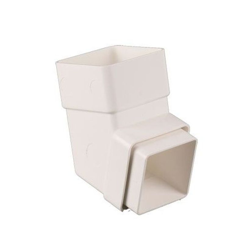 Plastic Guttering Square Downpipe 112.5 Degree Offset Bend 65mm White ...