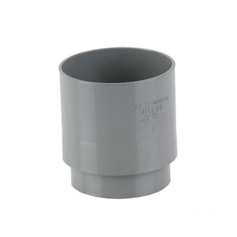 Plastic Guttering Round Style Downpipe Connector 68mm - Grey | Roofing ...