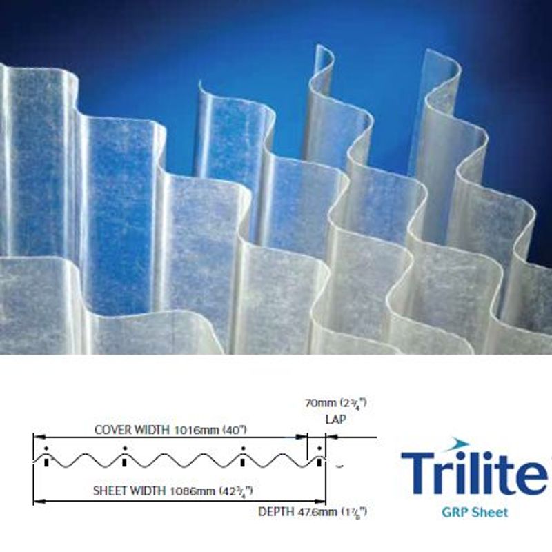 6" Trilite ASB SAB 3 GRP Roof Sheet 1086mm x 2440mm (8ft) | Roofing ...