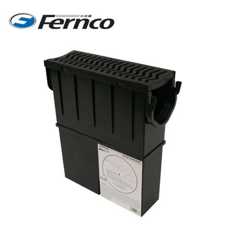 Fernco Stormdrain Channel Drain Sump Unit With Black Plastic Grate ...