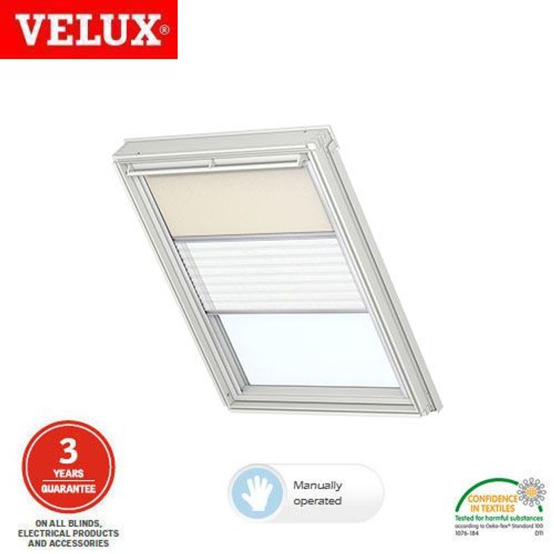 VELUX Manual Duo Blackout Blind DFD FK04 0002 - Light Beige/White ...