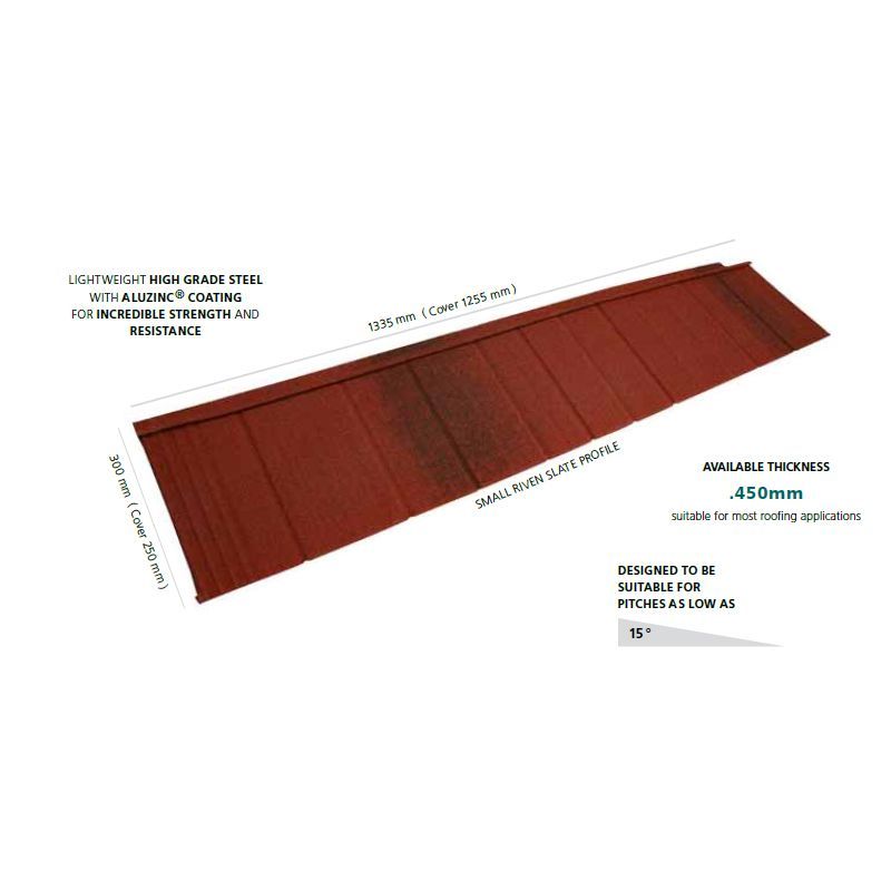Metrotile Shingle 450 Classic Small Riven Slate Profile Metal Roof Tile ...