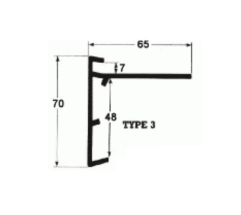 GRP Felt Trim Type 3 (Black) - 70mm Face 65mm Leg 2.5m Long | Roofing ...