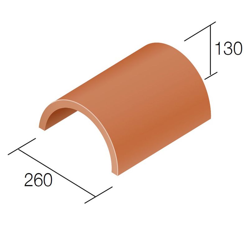 Sandtoft Half Round Clay Ridge Roof Tile 305mm - Natural Red | Roofing ...