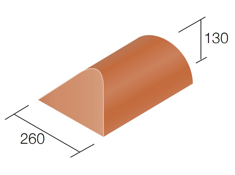Sandtoft Half Round Clay Ridge with Hip End Roof Tile 305mm - Antique ...