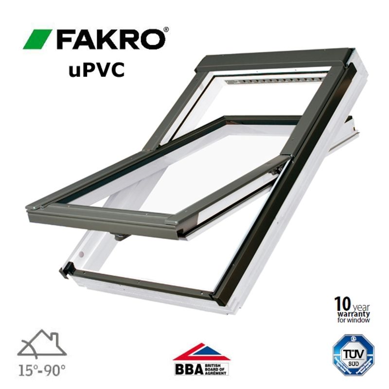 Fakro PTP-V P2/01 White uPVC Centre Pivot Anti Burglary Double Glazing ...