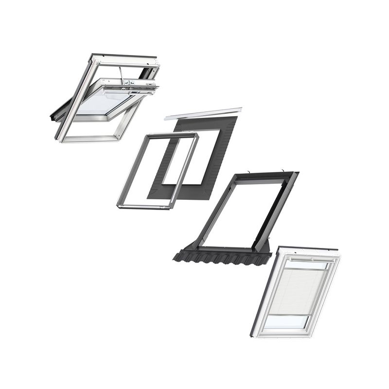 VELUX INTEGRA MK08 White-Painted Window & White Electric Pleated Blind ...