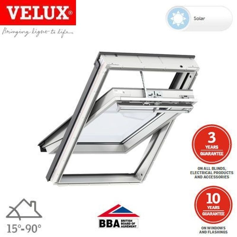 VELUX GGU FK04 006030 White Centre Pivot Solar INTEGRA Window 66x98cm ...