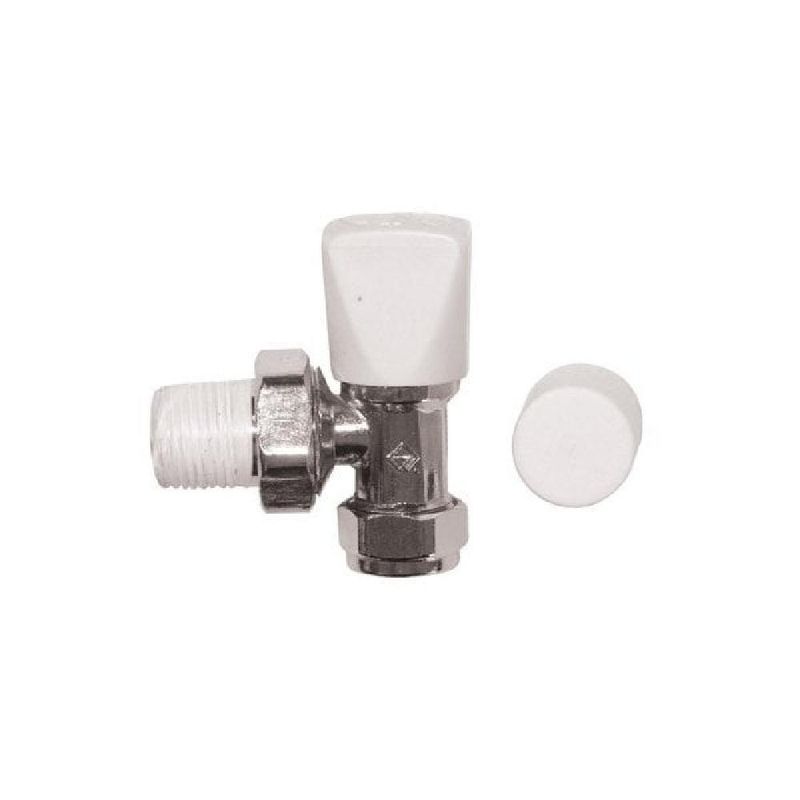 Angled Radiator Valve with Lock Shield & Wheel Head | Plumbing Superstore®