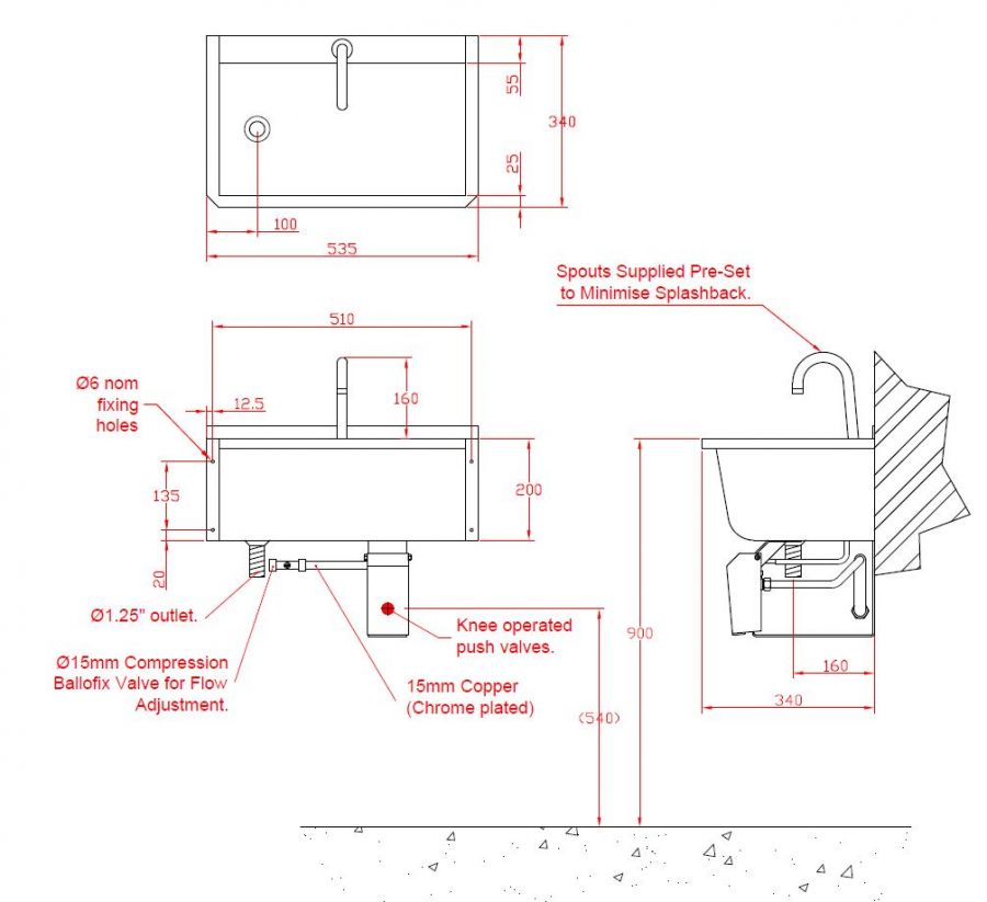 Stainless Steel Commercial Sink Knee Operated | Drainage Superstore®