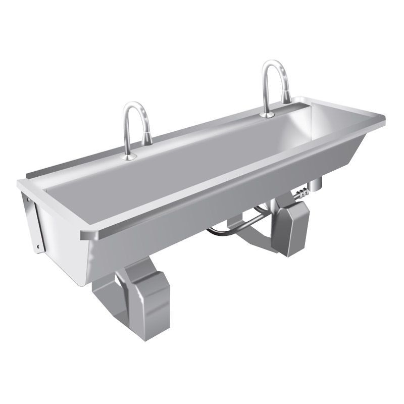 Stainless Steel Commercial Twin Sink Knee Operated | Drainage Superstore®