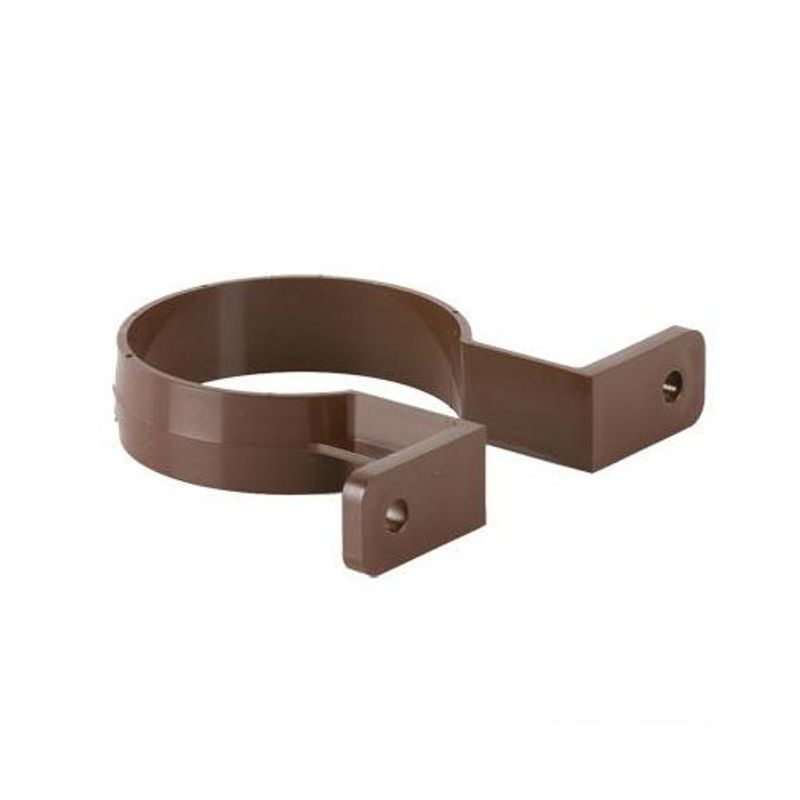Plastic Guttering Round Style Downpipe Bracket 68mm - Brown | Drainage ...
