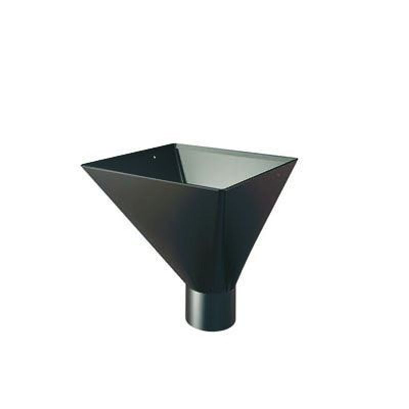 Lindab 100mm Square Steel Large Water Hopper - Black | Drainage Superstore®