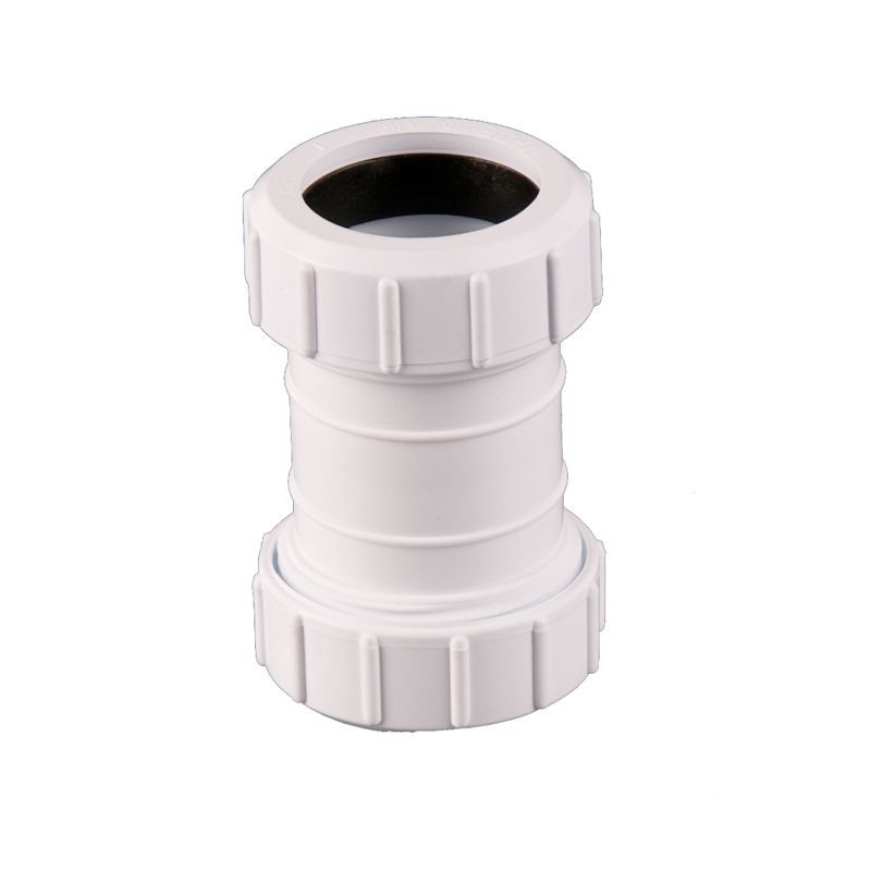 Plastic Waste Pipe Push Fit Compression Straight Connector 32mm - White ...