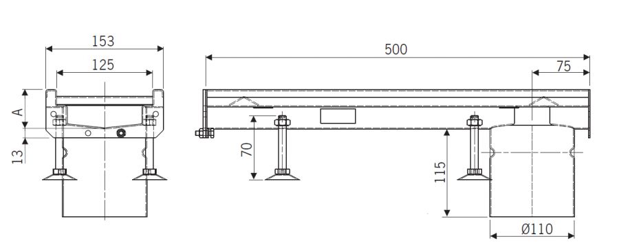 Internal Channel Drain 65mm Invert End Outlet 500mm - ACO Modular 125 ...
