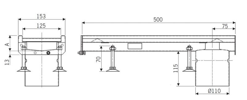 Internal Channel Drain 65mm Invert End Outlet 500mm - ACO Modular 125 ...