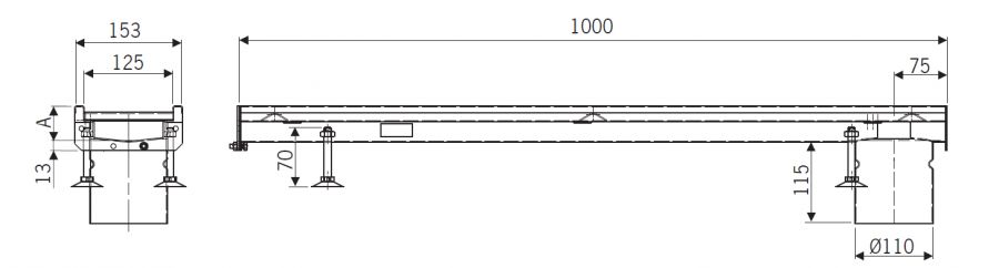 Internal Channel Drain 95mm Invert End Outlet 1000mm - ACO Modular 125 ...