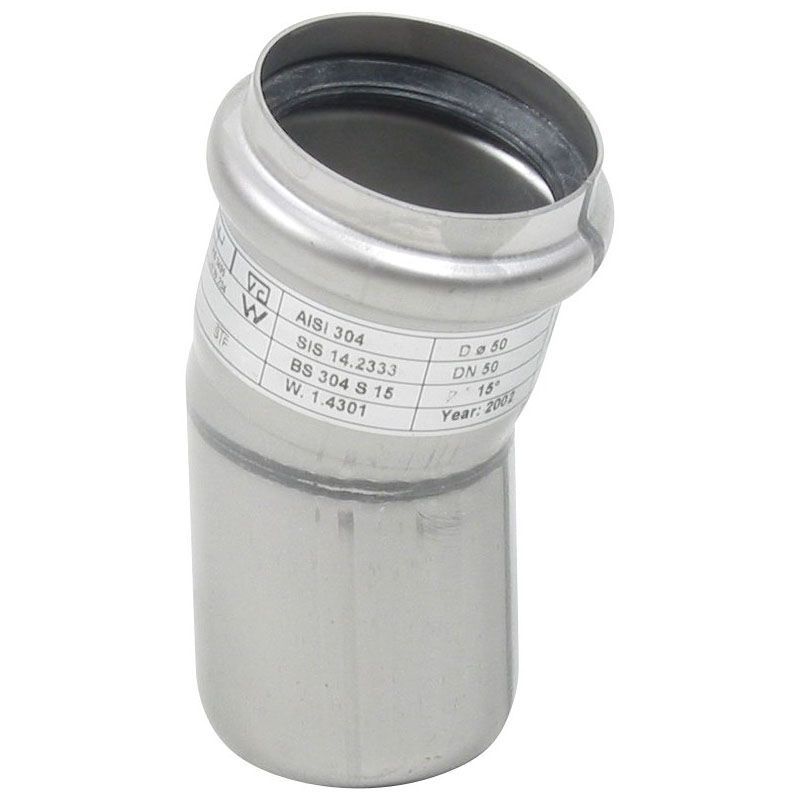 Blucher Europipe 304 Stainless Steel Pipe 15 Degree Bend - 50mm ...