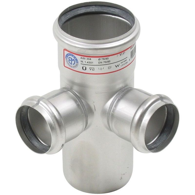 Blucher Europipe 304 Stainless Steel Pipe 87.5 Degree Unequal Double ...