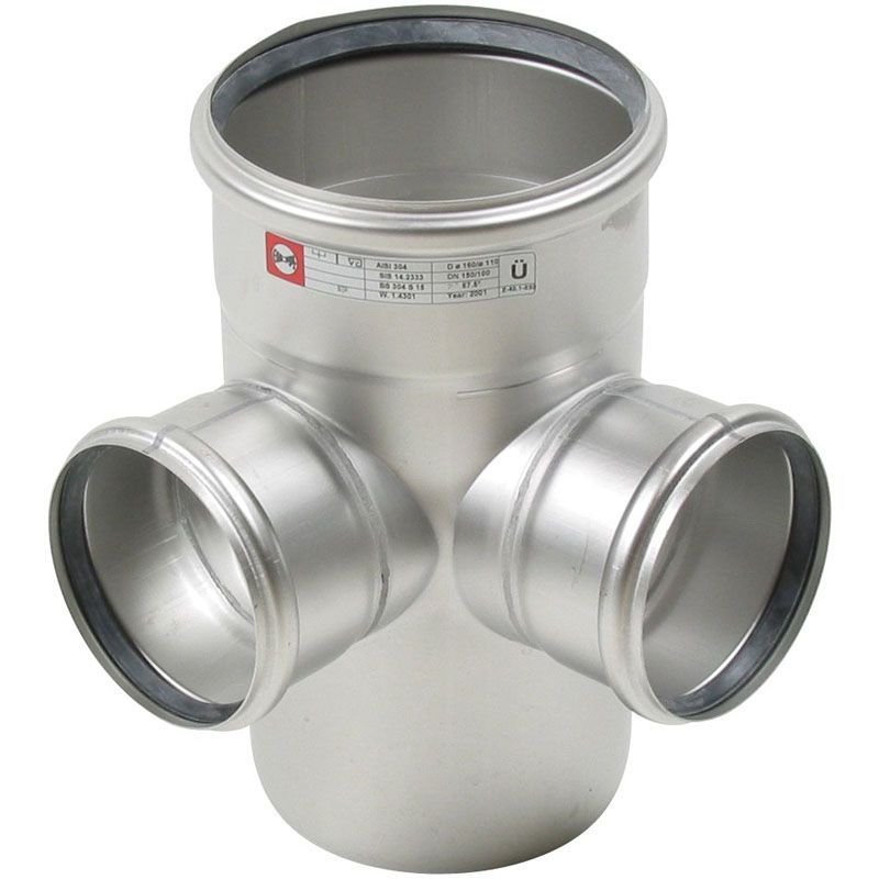 Blucher Europipe 304 Stainless Steel Pipe 87.5 Degree Unequal Double ...