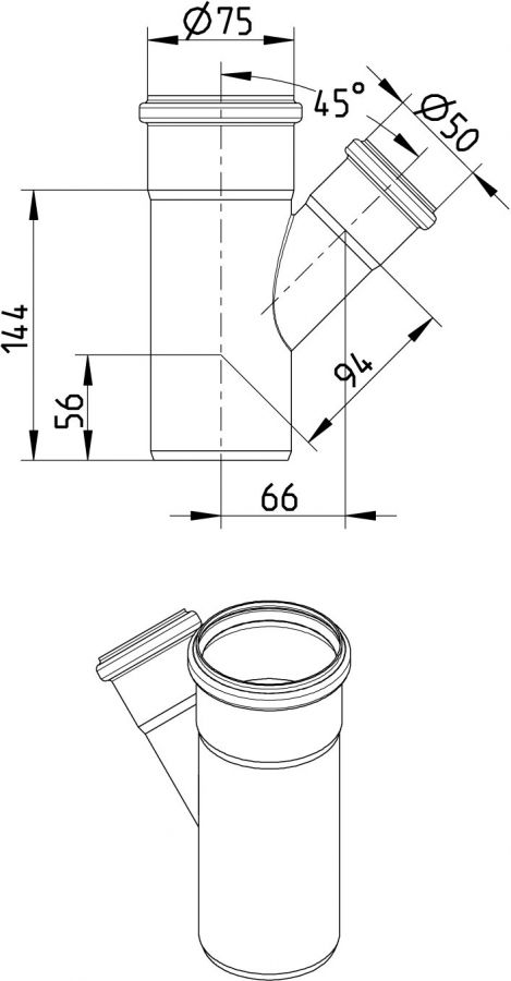 Blucher Europipe 304 Stainless Steel Pipe 45 Degree Oblique Unequal ...