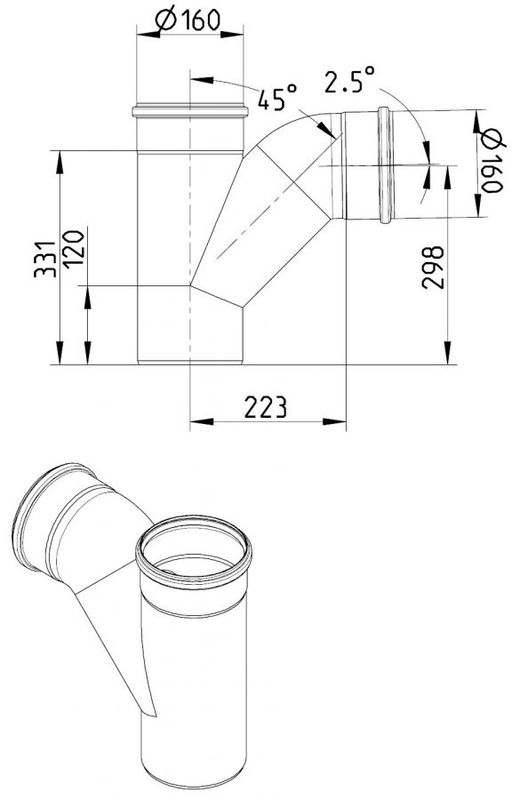 Stainless Steel Pipe 87.5dg Swept Branch 160mm - Blucher Europipe ...