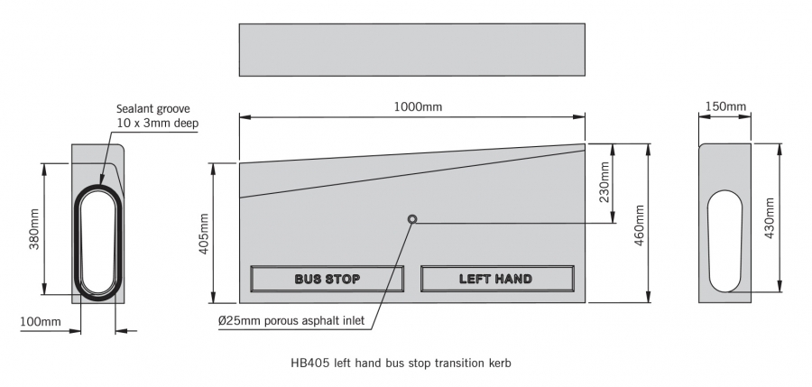 ACO KerbDrain 405 Bus Stop Kerb Left Hand Transition Unit - 1000mm ...
