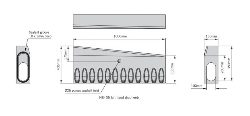 ACO KerbDrain HB405 Half Battered Left Hand Drop Kerb Unit - 1000mm ...