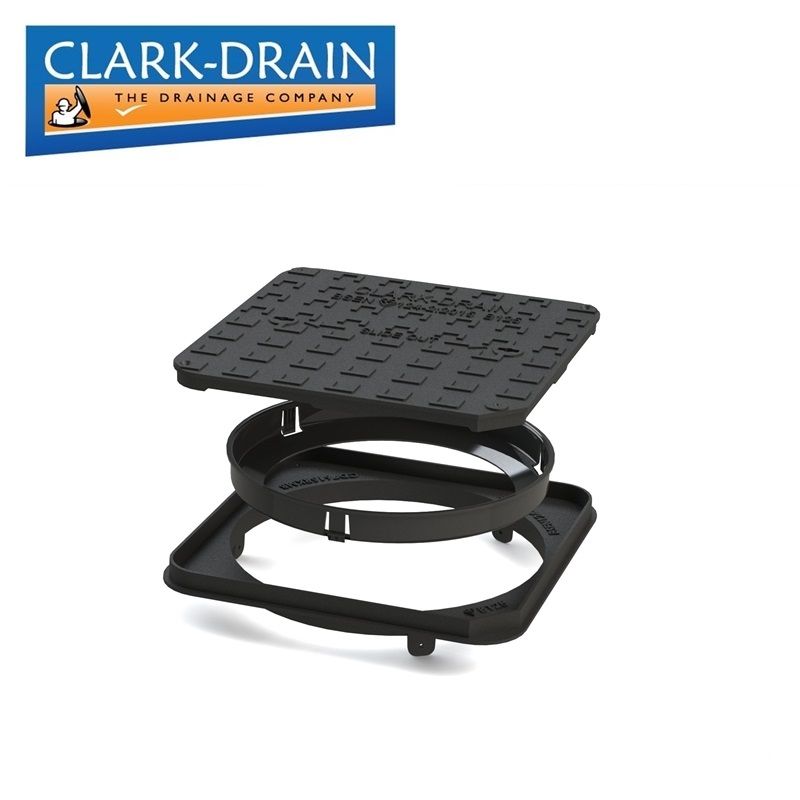 Clark Drain B125 Cast Iron Square Manhole Cover & Frame with Circular ...