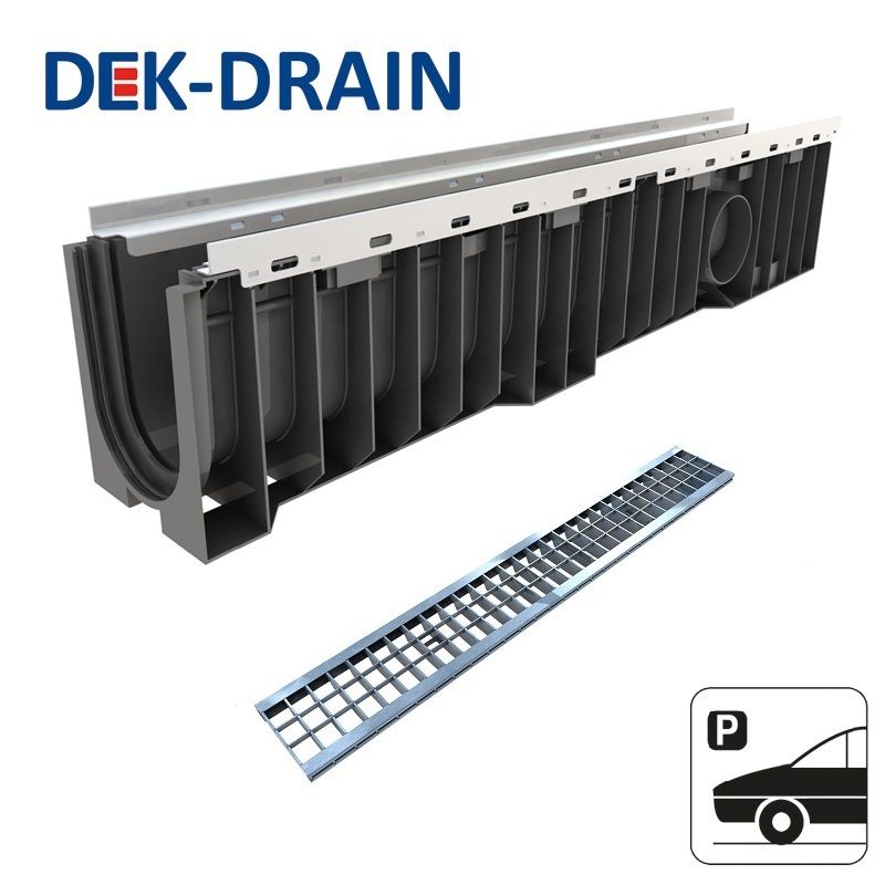 Dek-Drain SMART HD-PE Channel & Mesh Galvanised Grate B125 - 1000 x 158 ...