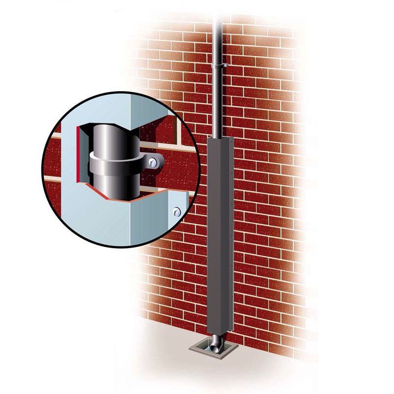 Galvanised Downpipe Protector 90mm x 100mm x 2.8m - Grey Brown ...
