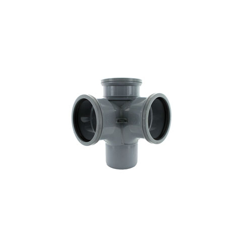 Hunter 110mm Plastic Soil Pipe 92.5dg Corner Branch Push-fit - Grey ...
