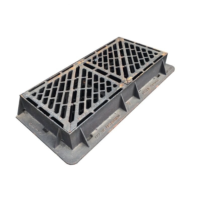 Cast Iron Double Triangular Gully Grating & Frame 1000 x 450mm - D400 ...