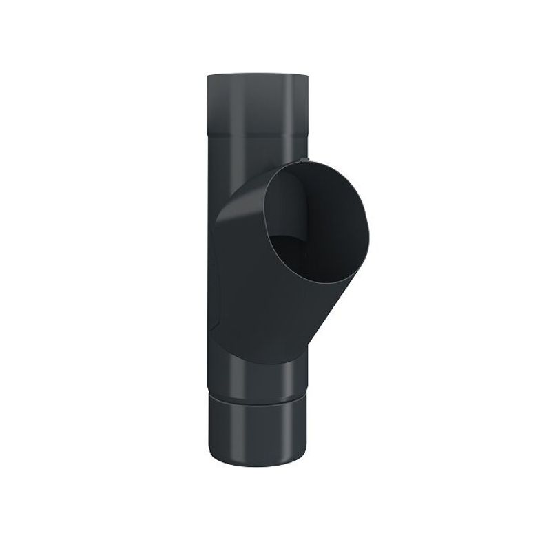 Lindab 75mm Steel Pipe Branch - Anthracite Grey | Drainage Superstore®