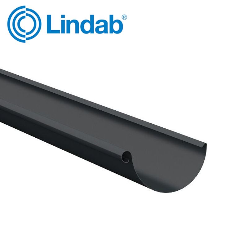 Lindab 150mm Half Round 3m Gutter - Anthracite Grey | Drainage Superstore®