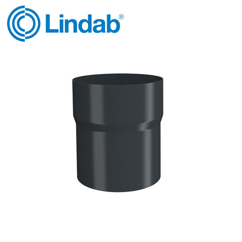 Lindab 87mm Steel Pipe Connector - Anthracite Grey | Drainage Superstore®