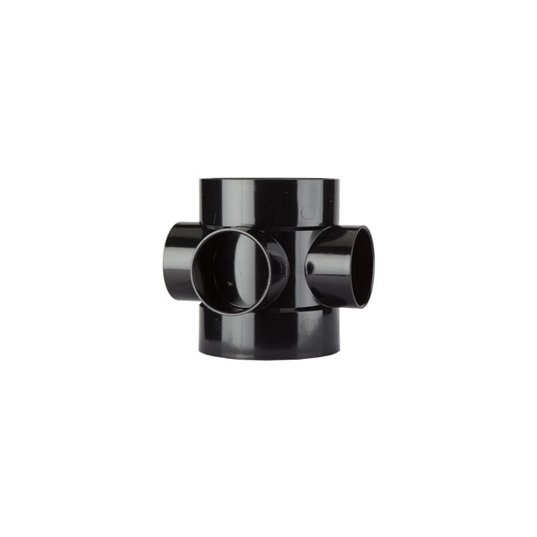 Polypipe Soil 110mm 3 Way Short Boss Pipe - Black | Drainage Superstore®