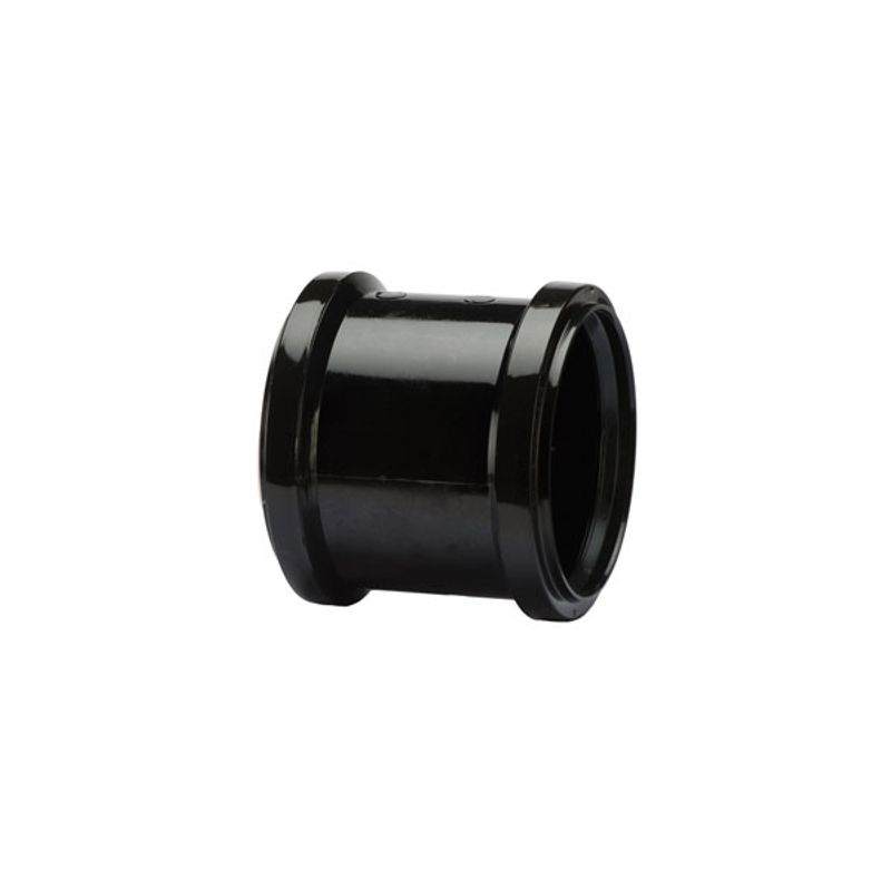 Polypipe Soil 110mm Double Socket Coupler - Black | Drainage Superstore®
