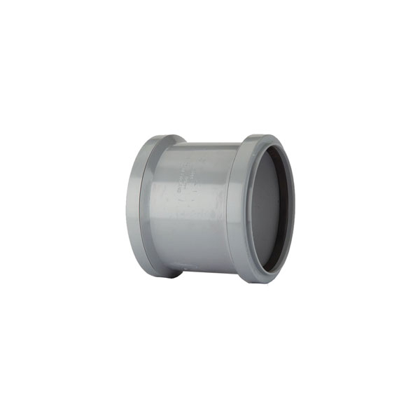 Polypipe Soil 110mm Double Socket Coupler - Grey | Drainage Superstore®