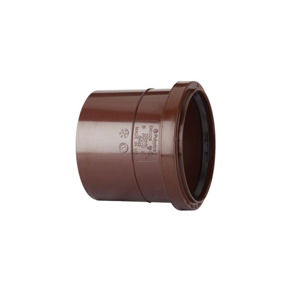 Polypipe Soil 110mm Single Socket Coupler - Brown | Drainage Superstore®