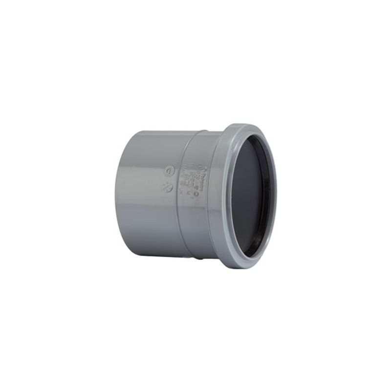Polypipe Soil 110mm Single Socket Coupler - Grey | Drainage Superstore®