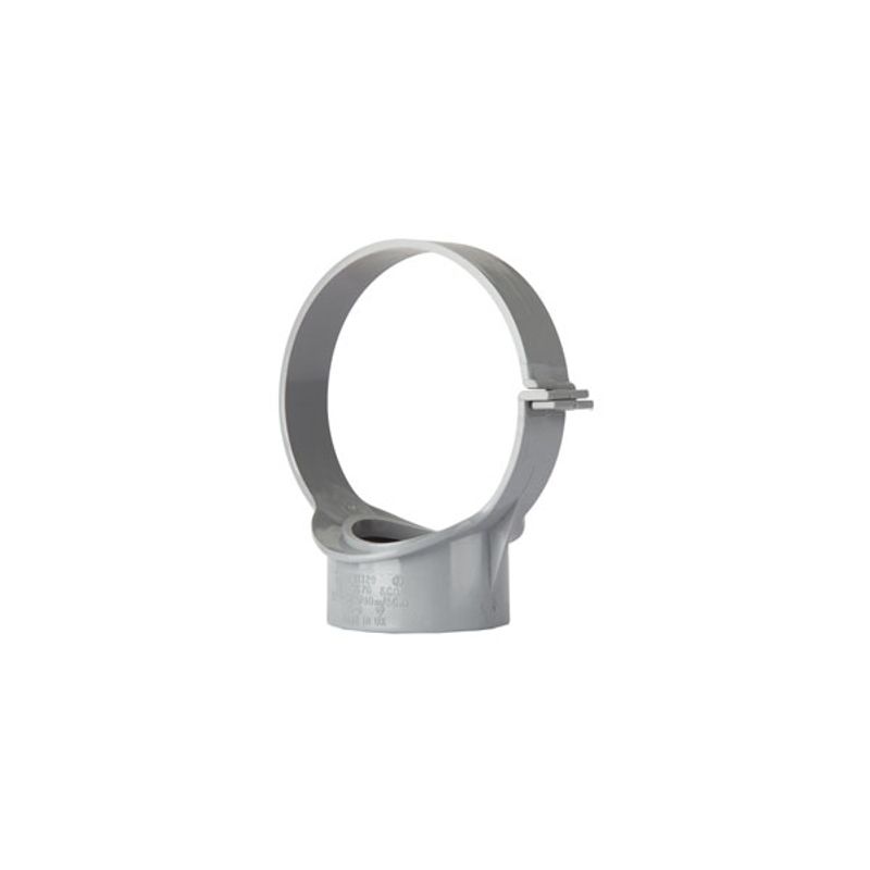 Polypipe Soil 110mm Strap Boss Open Side Fix - Grey | Drainage Superstore®