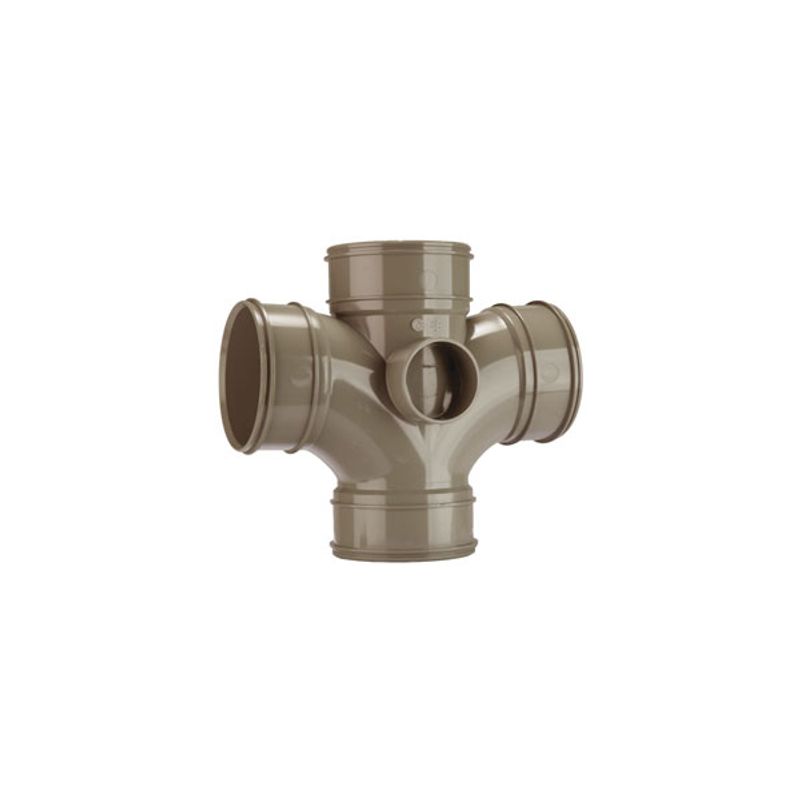 Polypipe Solvent Soil 110mm 92.5dg Double Branch Triple Socket - Grey ...