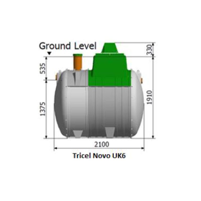 Tricel Novo 6UK Sewage Treatment Plant Gravity Outlet and Alarm ...
