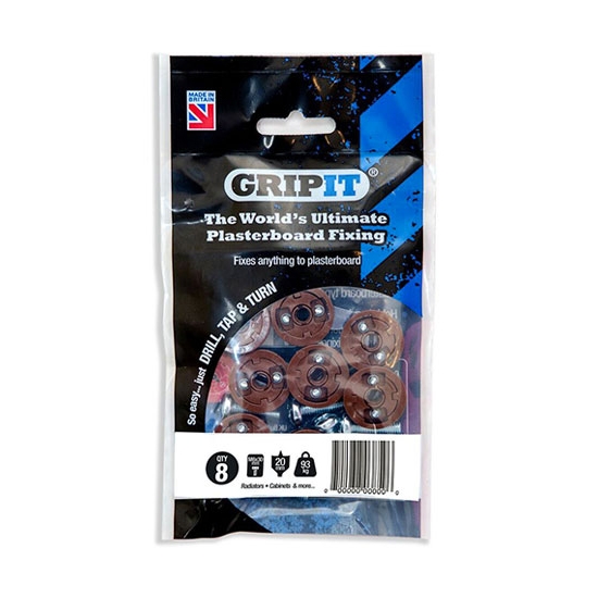 Grip It 20mm Brown Plasterboard Fixings 185kg Max Load - Pack of 8 ...