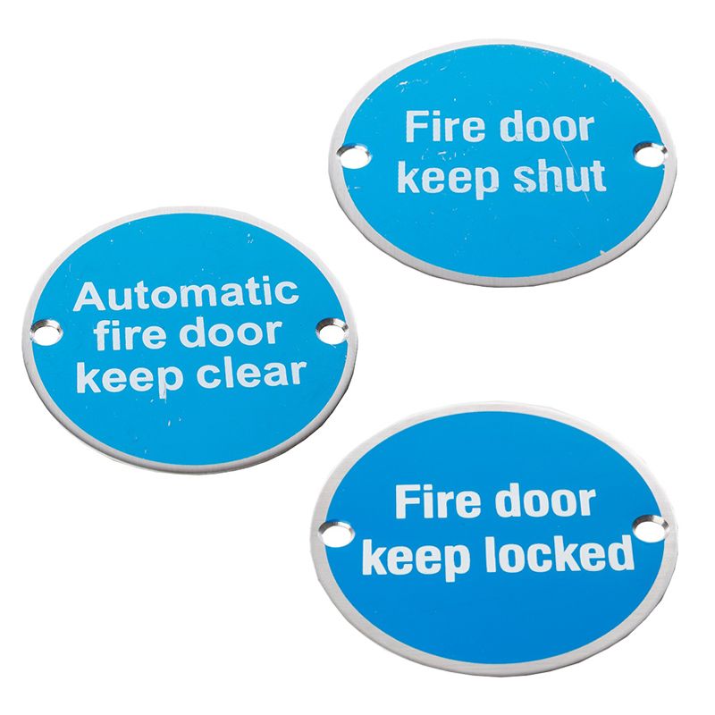 Consort 76mm Stainless Steel Fire Door Signage | Door Superstore®
